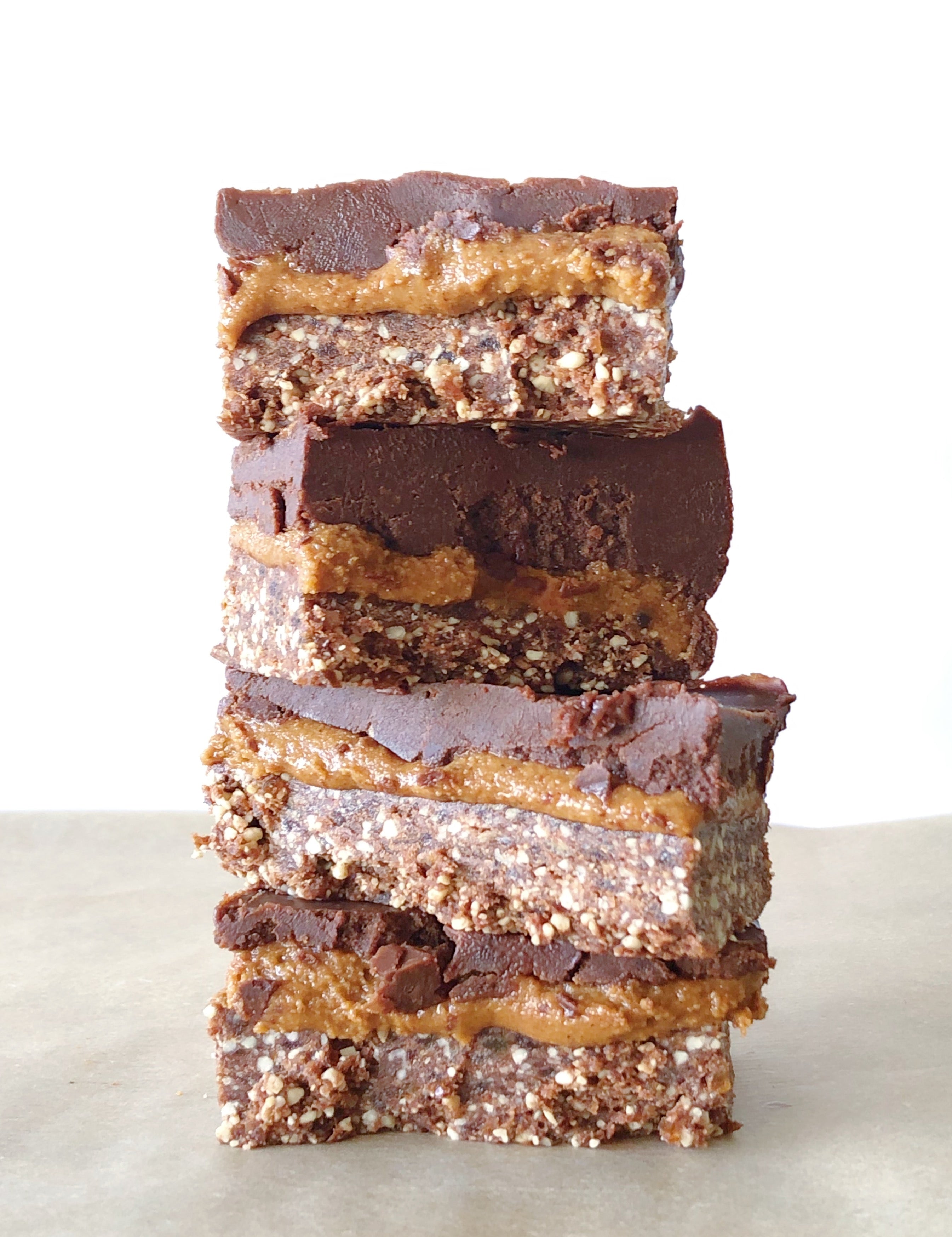 3-Layer No-Bake Almond Butter Fudge Bars By Sun & Swell Foods